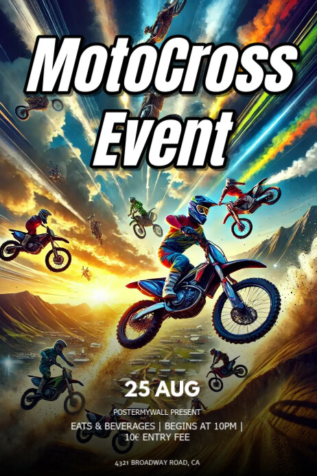 Maximalist Motocross Event Poster Template | PosterMyWall