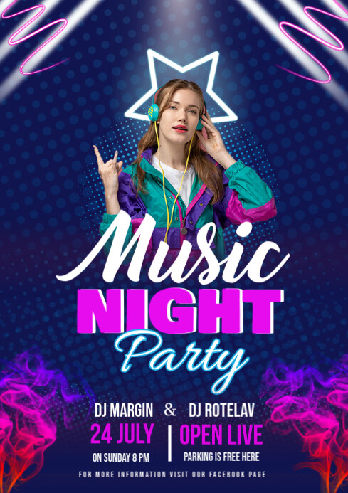 maximalist music night party A4模板 | PosterMyWall