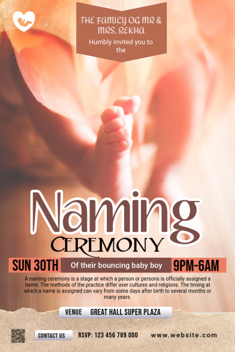Maximalist Naming Ceremony Banner Banner 4' × 6' Template | PosterMyWall