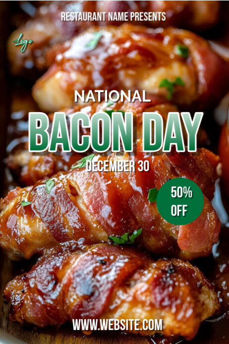 Plantilla de Maximalist National Bacon Day Poster | PosterMyWall