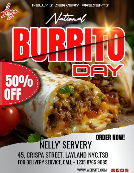 Maximalist National Burrito Day Flyer (us Letter) Templat | PosterMyWall