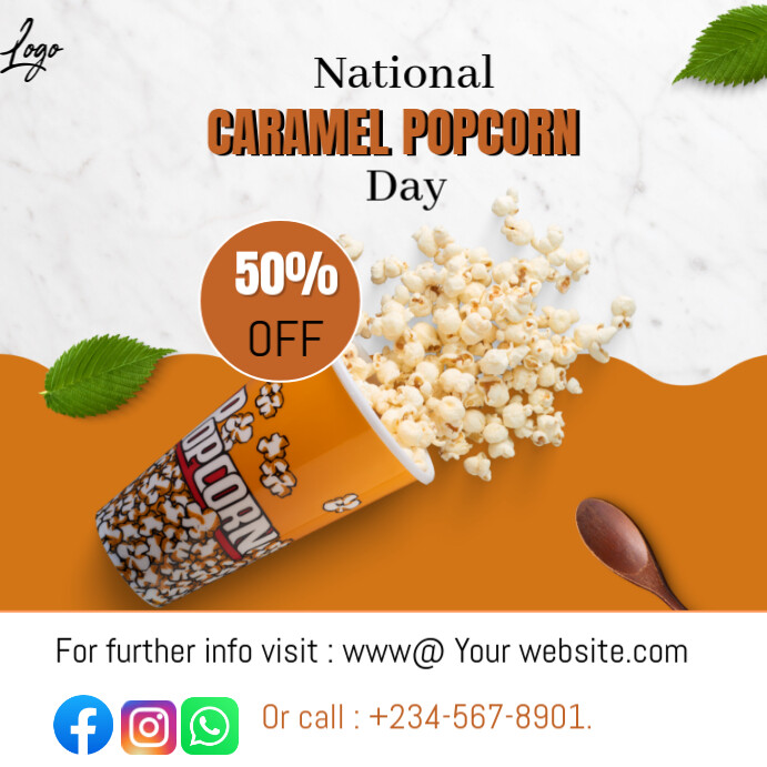 Copy of Maximalist National Caramel Popcorn Day Online Design Flyer ...