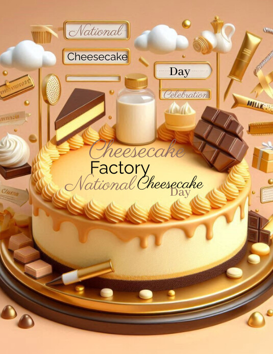 Plantilla de Maximalist National Cheesecake Day Flyer (us | PosterMyWall