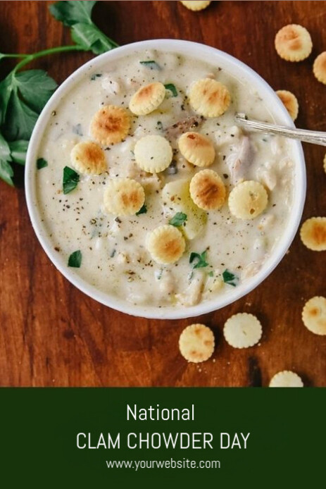 Maximalist National Clam Chowder Day Pinterest Graphic Template ...