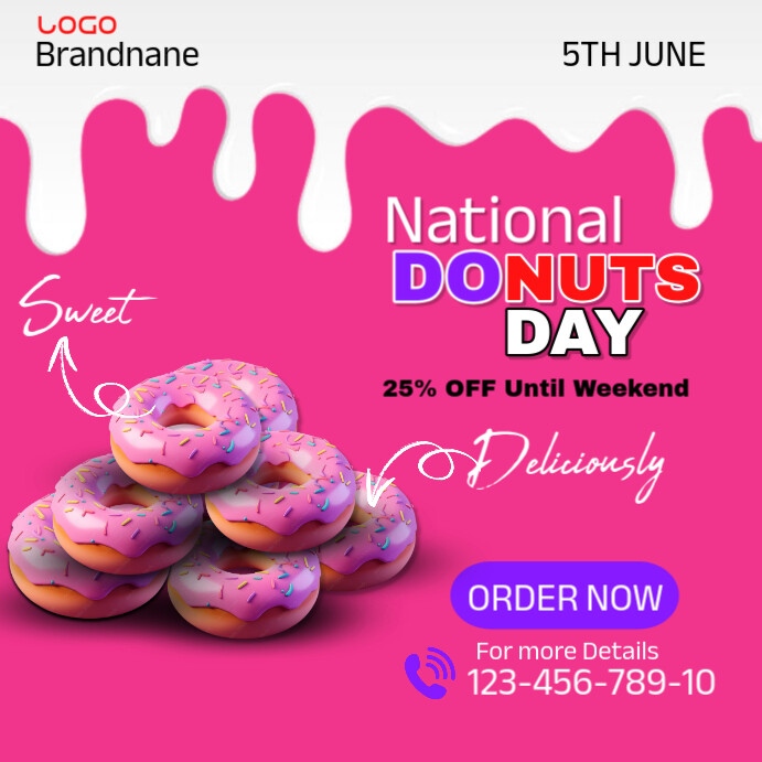 Maximalist National Donuts Day Instagram Post Template | PosterMyWall