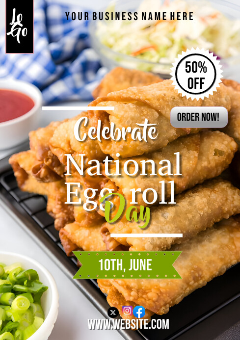 Maximalist National Egg Roll Day A4 Template | PosterMyWall