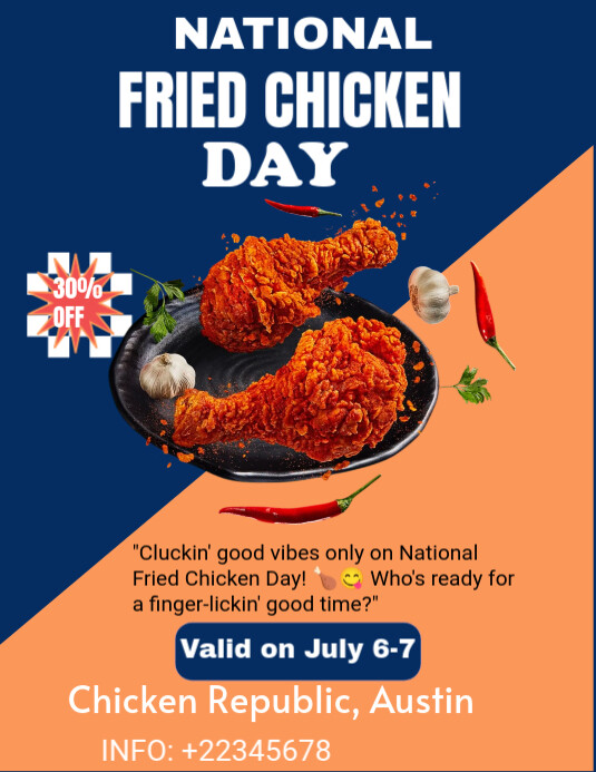 Modèle Maximalist National Fried Chicken Day July 6th Flyer (us Letter ...