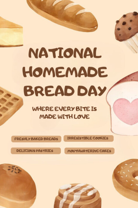 Maximalist National Homemade Bread Day Poster Template | PosterMyWall