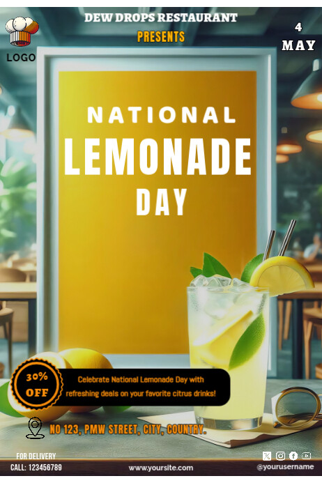 Maximalist National Lemonade Day Poster Template | PosterMyWall