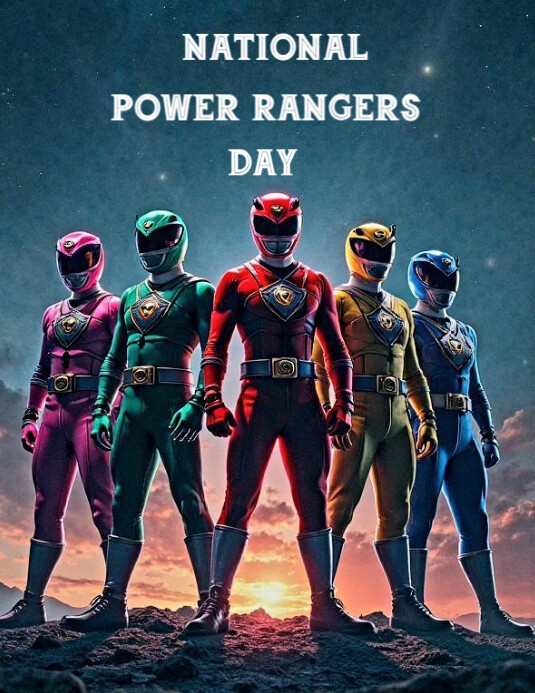Plantilla de Maximalist National Power Rangers Day Flyer (us Letter ...