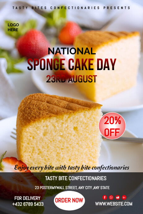 Plantilla de Maximalist National Sponge Cake Day Poster | PosterMyWall