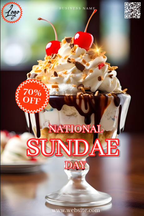 Maximalist National Sundae Day Poster Template | PosterMyWall
