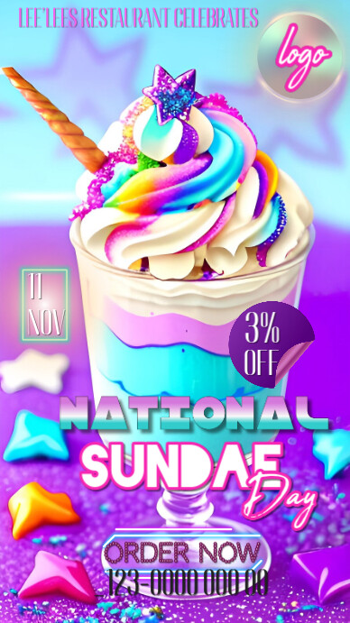 Copy of Maximalist National Sundae Day Poster Whatsapp Status ...