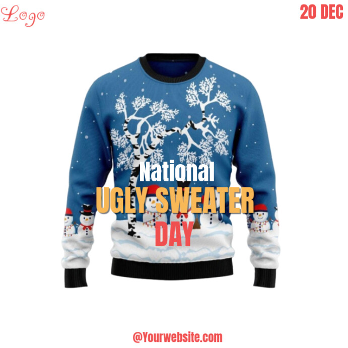 Maximalist National Ugly Sweater Day Design Flyer Instagram Post ...