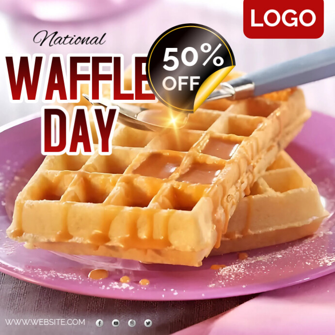 Maximalist National Waffle Day Instagram Post Template | PosterMyWall