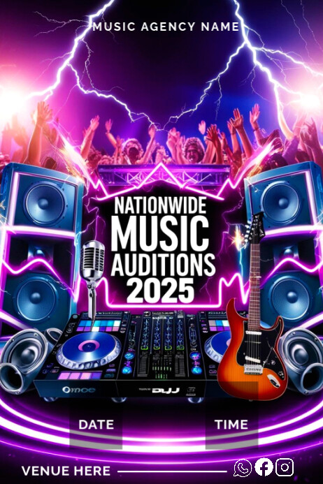 Copy of Maximalist Nationwide Music Auditions Poster 2025 – Neon Dj ...