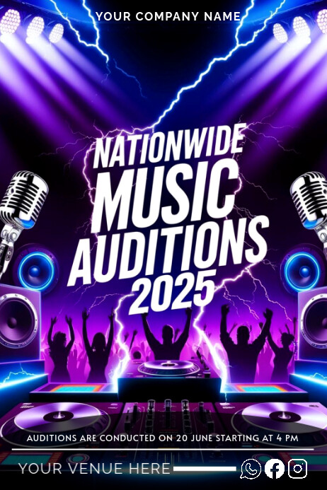 Copy of Maximalist Nationwide Music Auditions Poster 2025 – Rock Band ...