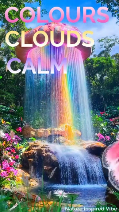 Maximalist Nature’s Rainbow Flow 🌈🦋 Digital Display (9:16) Template ...