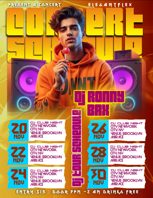 Maximalist Neon DJ Tour Schedule Template | PosterMyWall