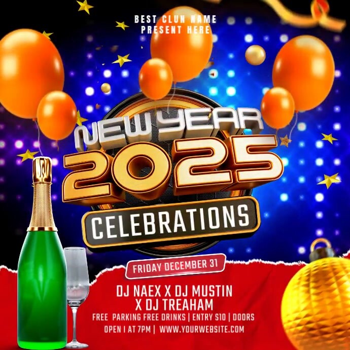 Maximalist New Year Eve Post Instagram Post Template | PosterMyWall