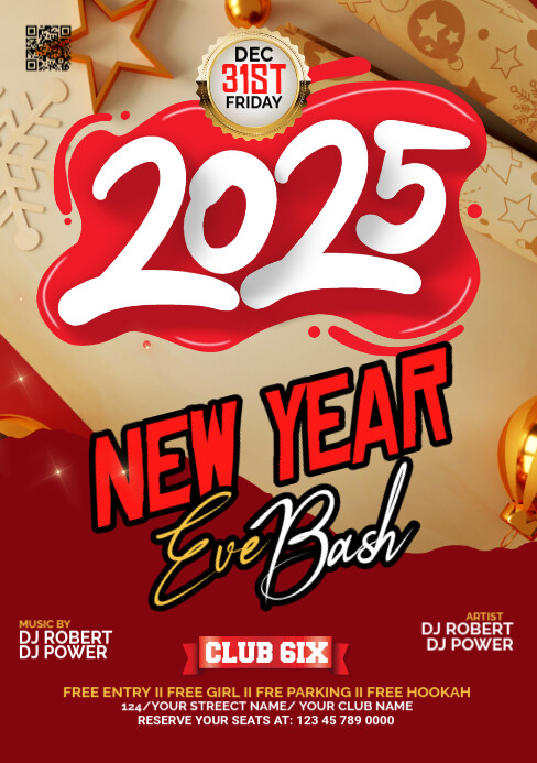 Maximalist New Year Flyer 2025 A5 Template | PosterMyWall