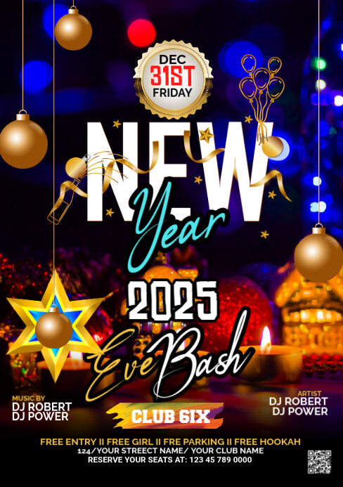 Maximalist New Year Flyer 2025 A5 Template | PosterMyWall