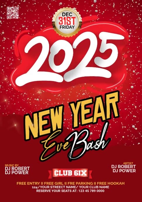 Maximalist New Year Flyer 2025 A5 Template | PosterMyWall