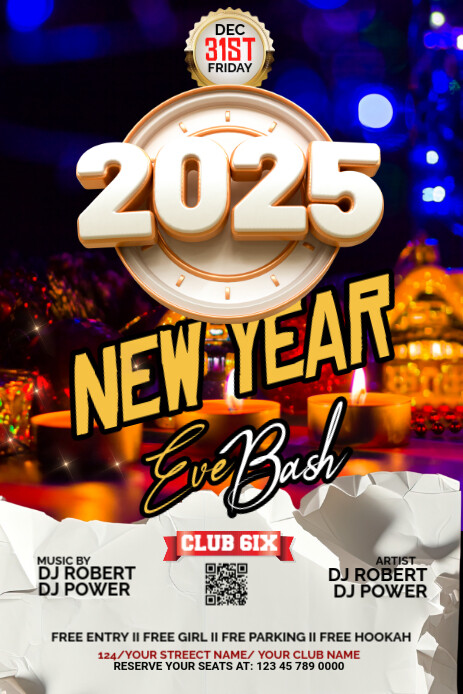 Maximalist New Year Flyer 2025 Pinterest Graphic Template | PosterMyWall