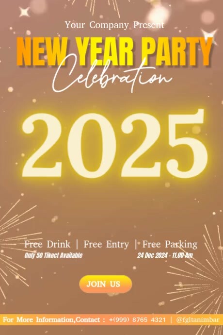 Maximalist New Year Party Celebration 2025 Invitation Poster Template ...