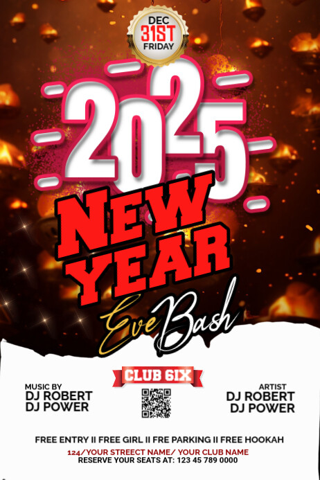 Maximalist New Year Poster 2025 Poster Template | PosterMyWall