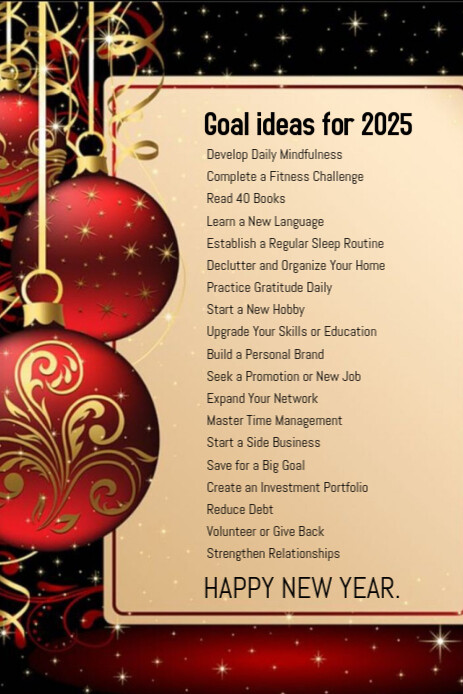Maximalist New Year Resolutions 2025 Pinterest Graphic Template ...