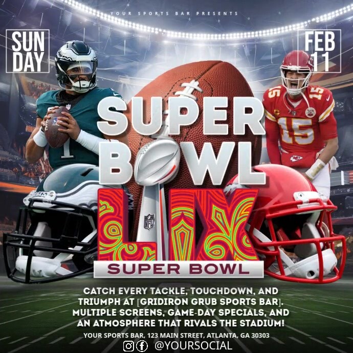 Maximalist Nfl Chiefs Vs Eagles, Super Bowl. Flyer. Jalen Hurts ...