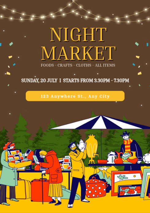Copy of Maximalist Night Market Advertisement Flyer Template A4 ...