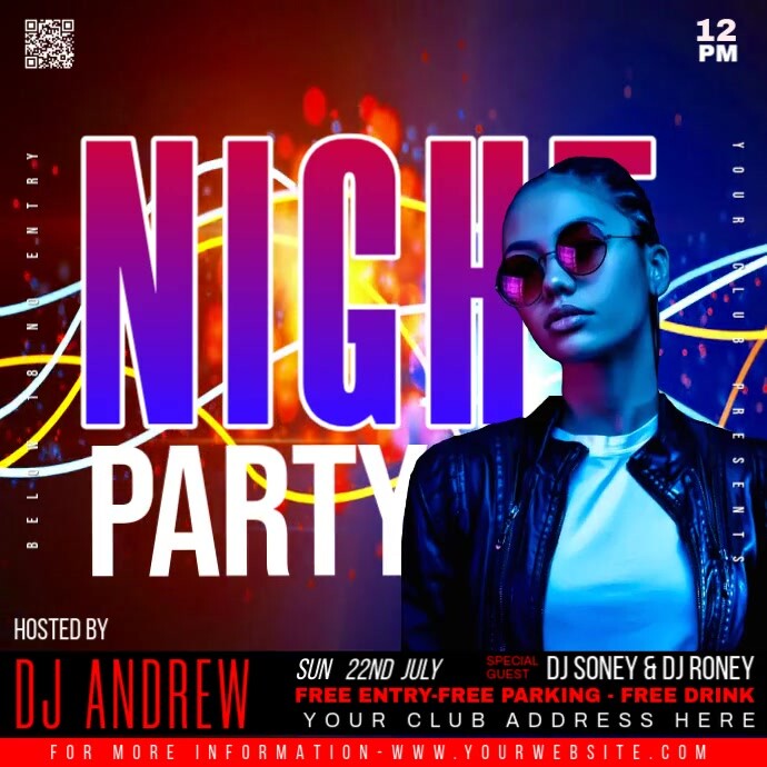 Maximalist Night Party Instagram Post Template | PosterMyWall