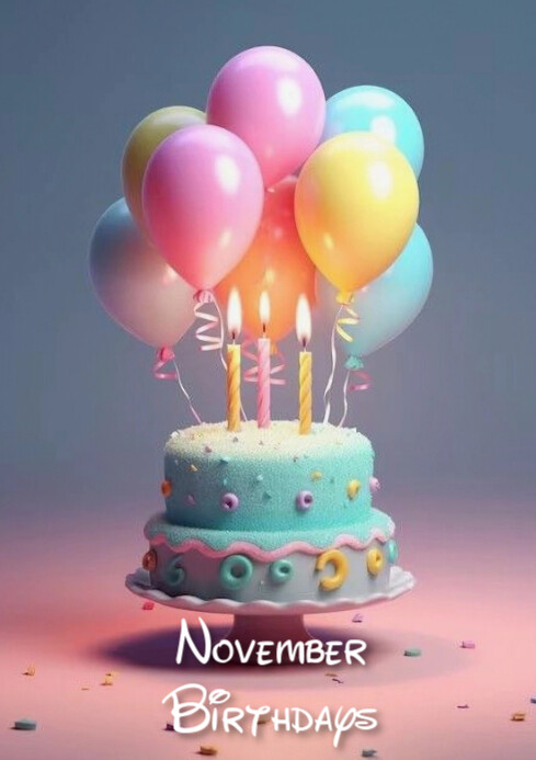 Maximalist November Birthdays A4 Template | PosterMyWall