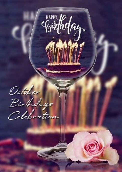 Maximalist October Birthday A4 Template | PosterMyWall