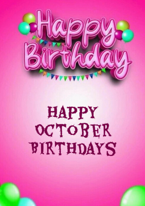 Maximalist October Birthdays A4 Template | PosterMyWall