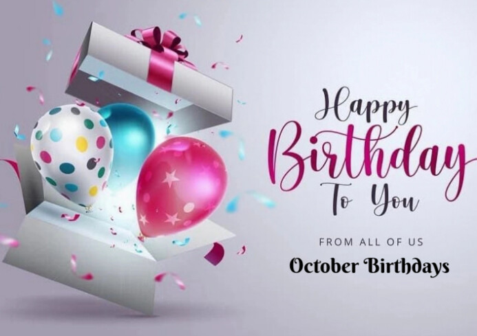 Maximalist October Birthdays A4 Template | PosterMyWall