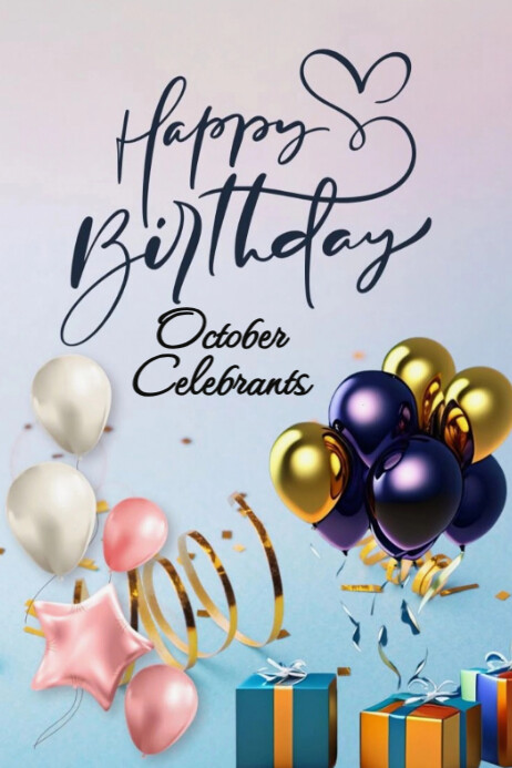 Maximalist October Birthdays Banner 4' × 6' Template | PosterMyWall