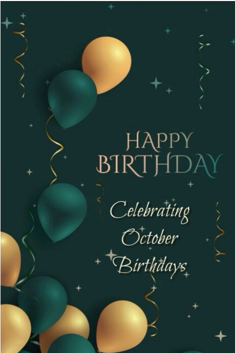 Maximalist October Birthdays Banner 4' × 6' Template | PosterMyWall