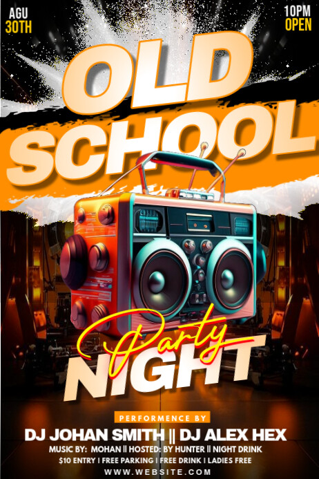Maximalist Old School Night Party Banner 4' × 6' Template | PosterMyWall