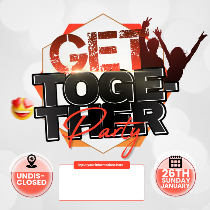 Maximalist Orange And Black Get Together Party Instagram Post Template ...