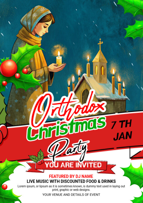 Plantilla de Maximalist Orthodox Christmas Flyer A3 | PosterMyWall