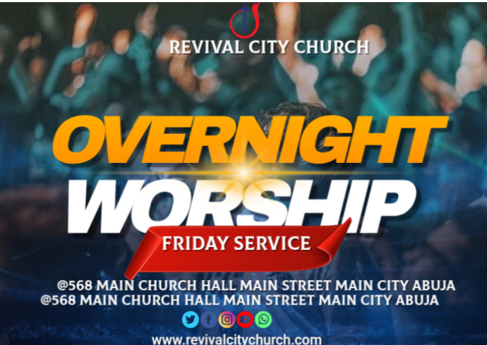 Maximalist Overnight Worship Service Postcard Template | PosterMyWall