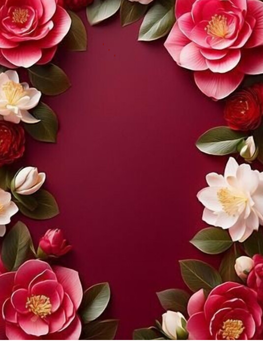 Copy of Maximalist Oxblood Flower Background Flyer (us Letter ...