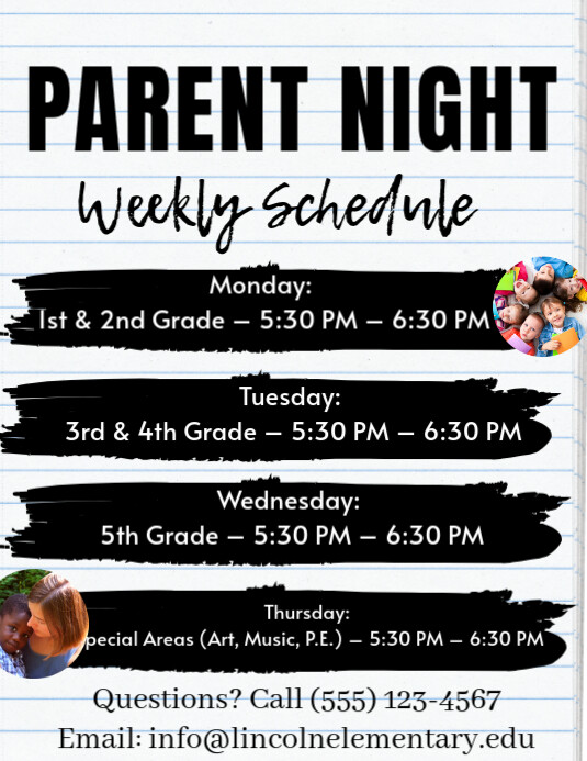 Copy of Maximalist Parent Night Weekly Schedule Flyer (us Letter ...