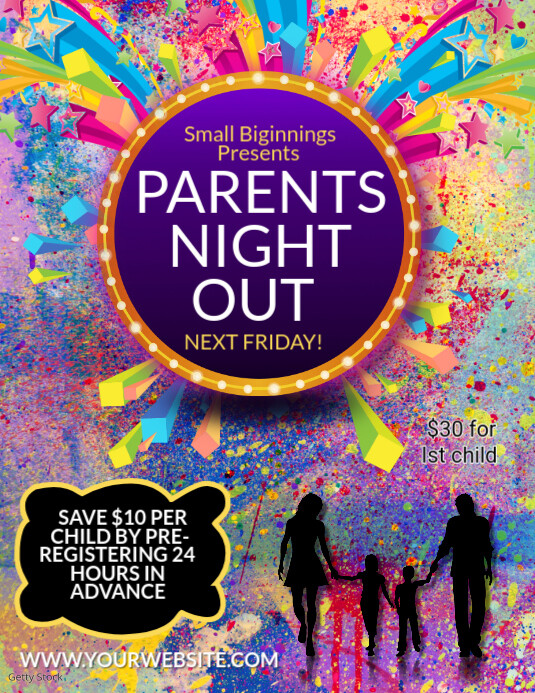 Maximalist Parents Night Out Flyer (us Letter) Template | PosterMyWall