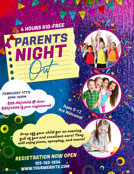 Maximalist Parents Night Out Flyer (us Letter) Template | PosterMyWall