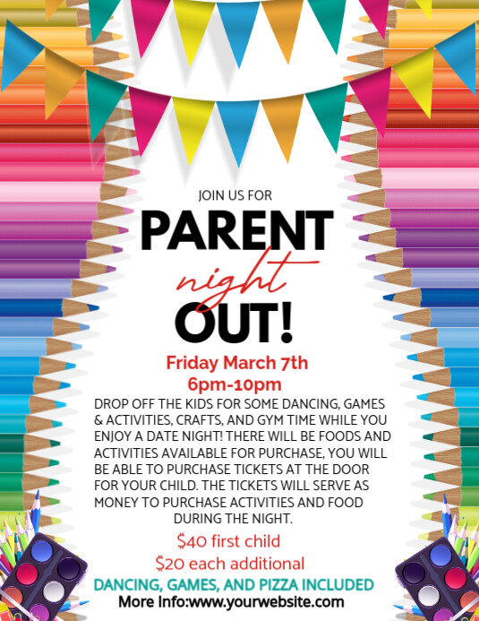 Maximalist Parents Night Out Flyer (us Letter) Template | PosterMyWall