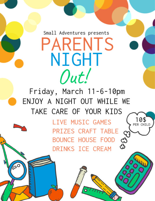 Maximalist Parents Night Out Flyer (us Letter) Template | PosterMyWall